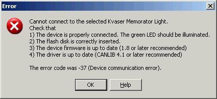 Error -37 in Setup Tools - Kvaser