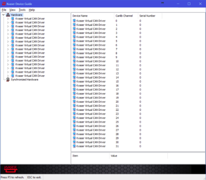 怎样使用Kvaser虚拟设备与通道和总线|Kvaser Drivers驱动生成的虚拟设备