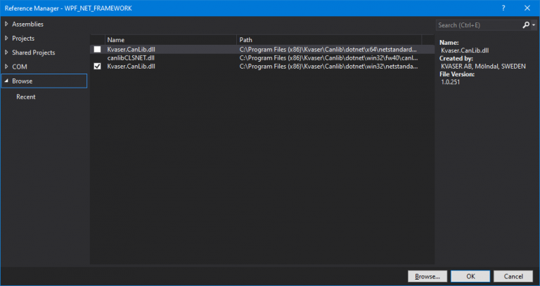 使用CANlib Visual Studio 2019 C# .NET STANDARD 2.0 - Kvaser